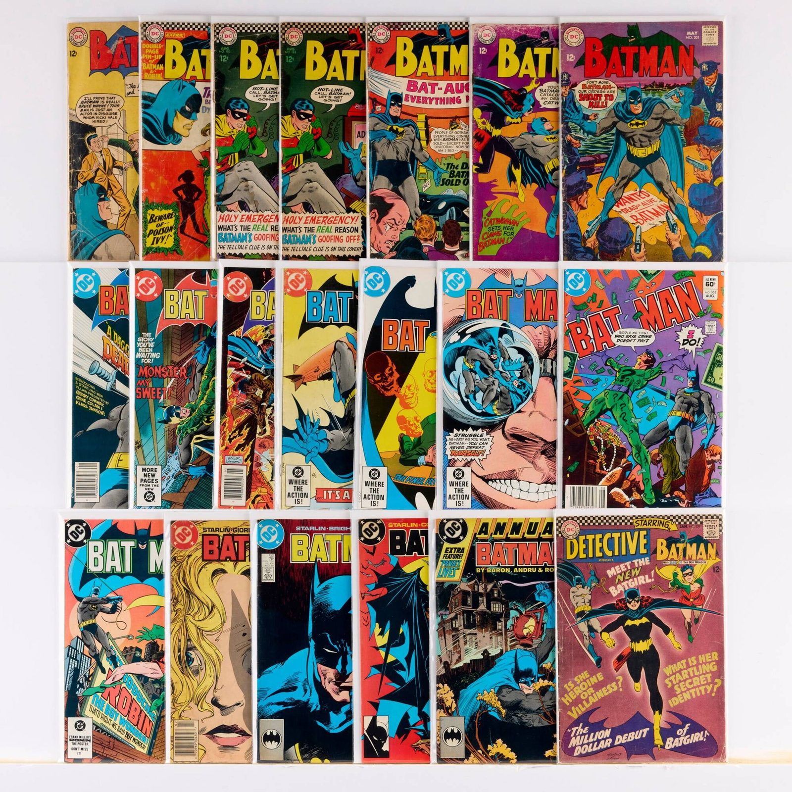 20 Dc Comics Batman #157-#423 Detective Comics #359 Group Auction