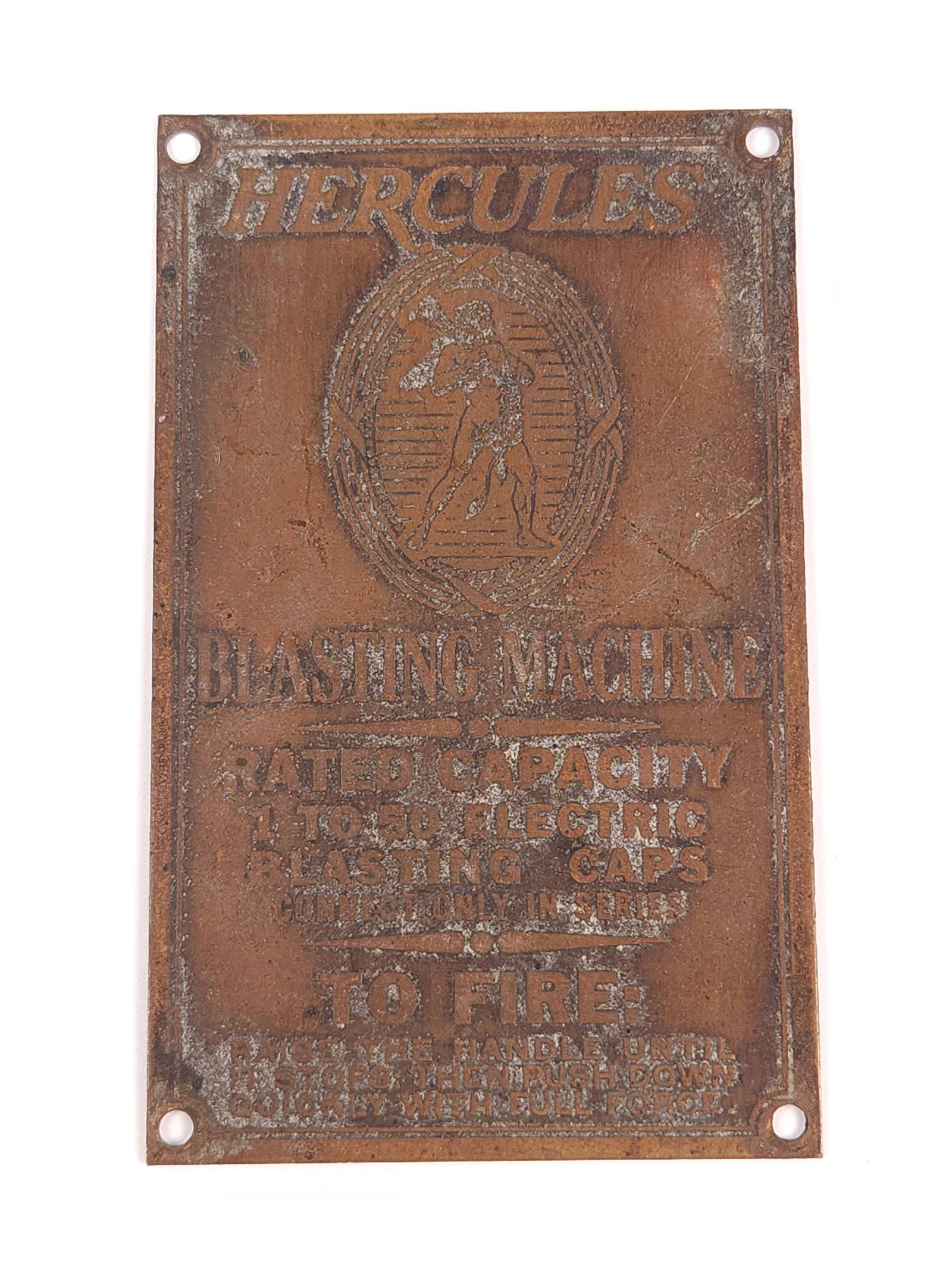 Hercules Blasting Machine Emblem Plaque Auction
