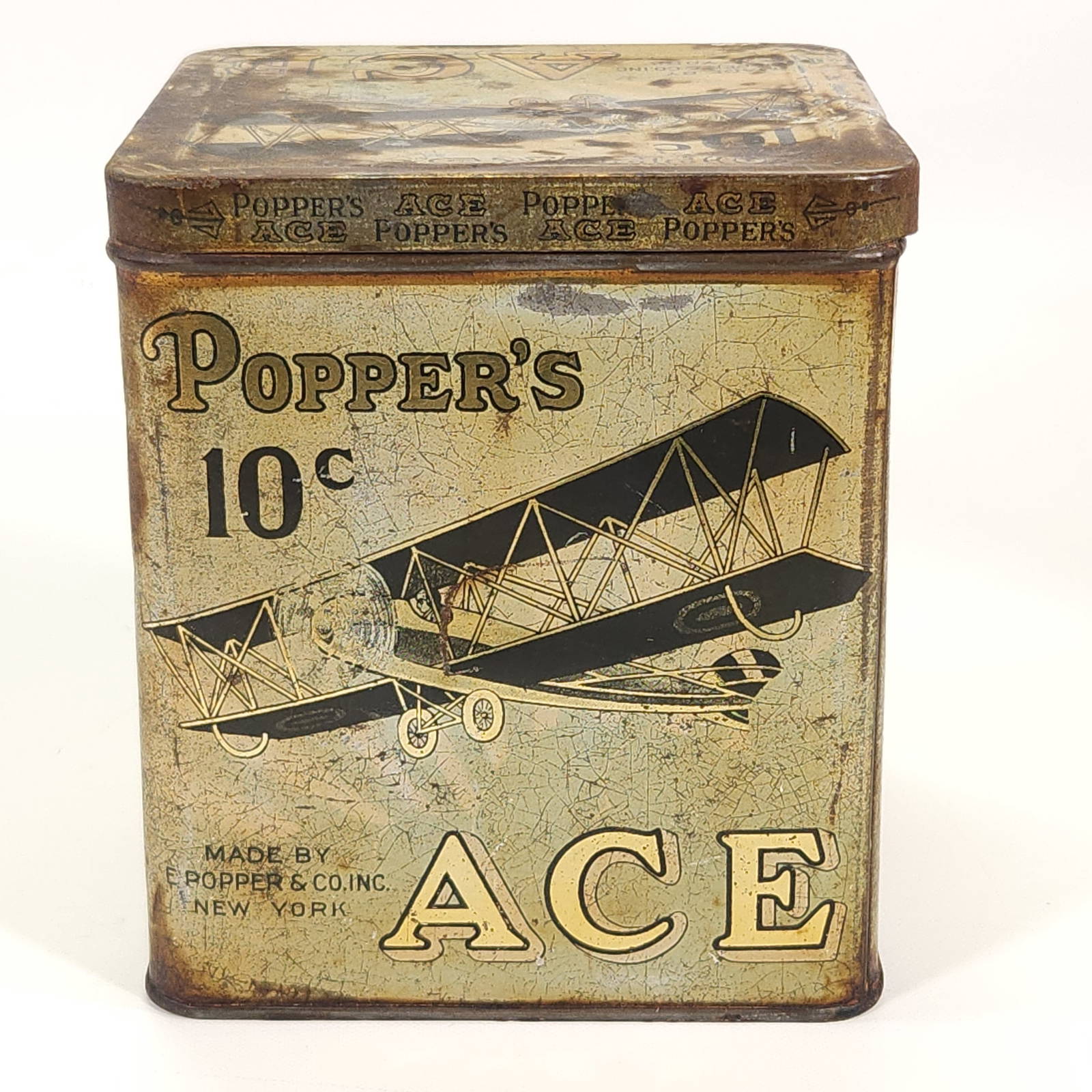 Popper's 10 Cent Ace Airplane Tobacco Tin - Jun 14, 2025 | Gehman ...