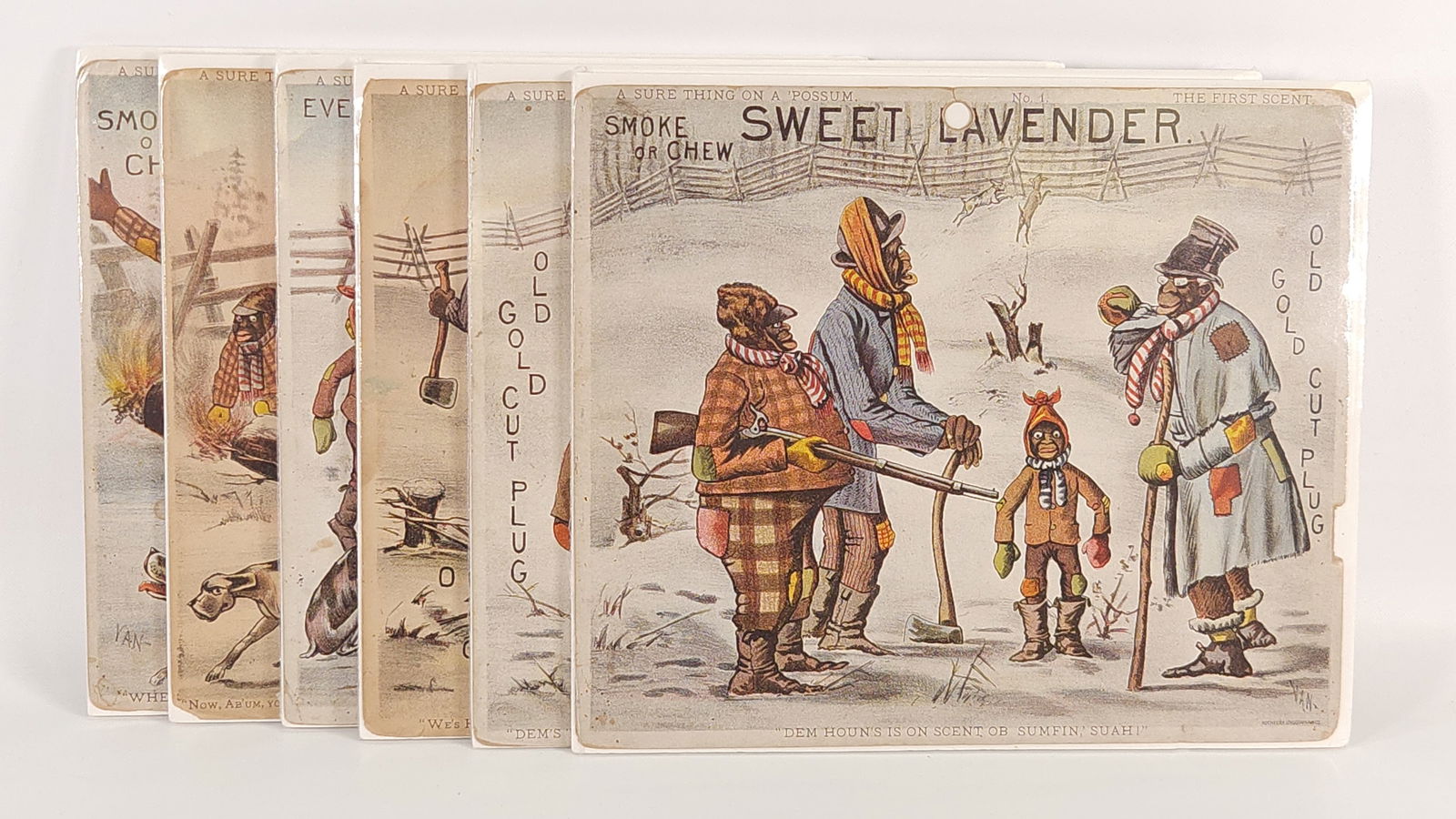 Set Of 6 Sweet Lavender Chewing Tobacco Cardboard Signs Auction