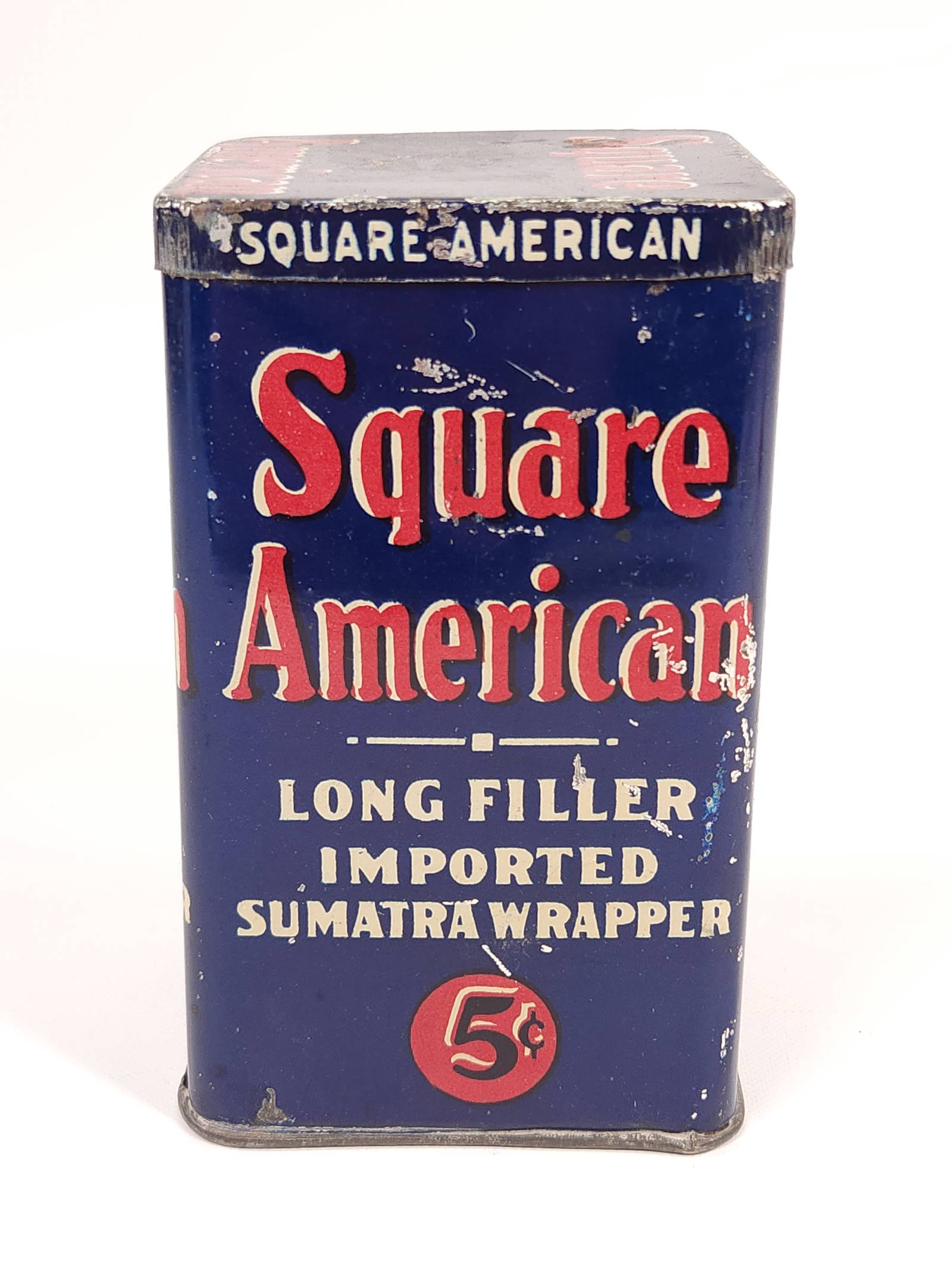 Square American Sumatra Wrapper Tobacco Tin Auction