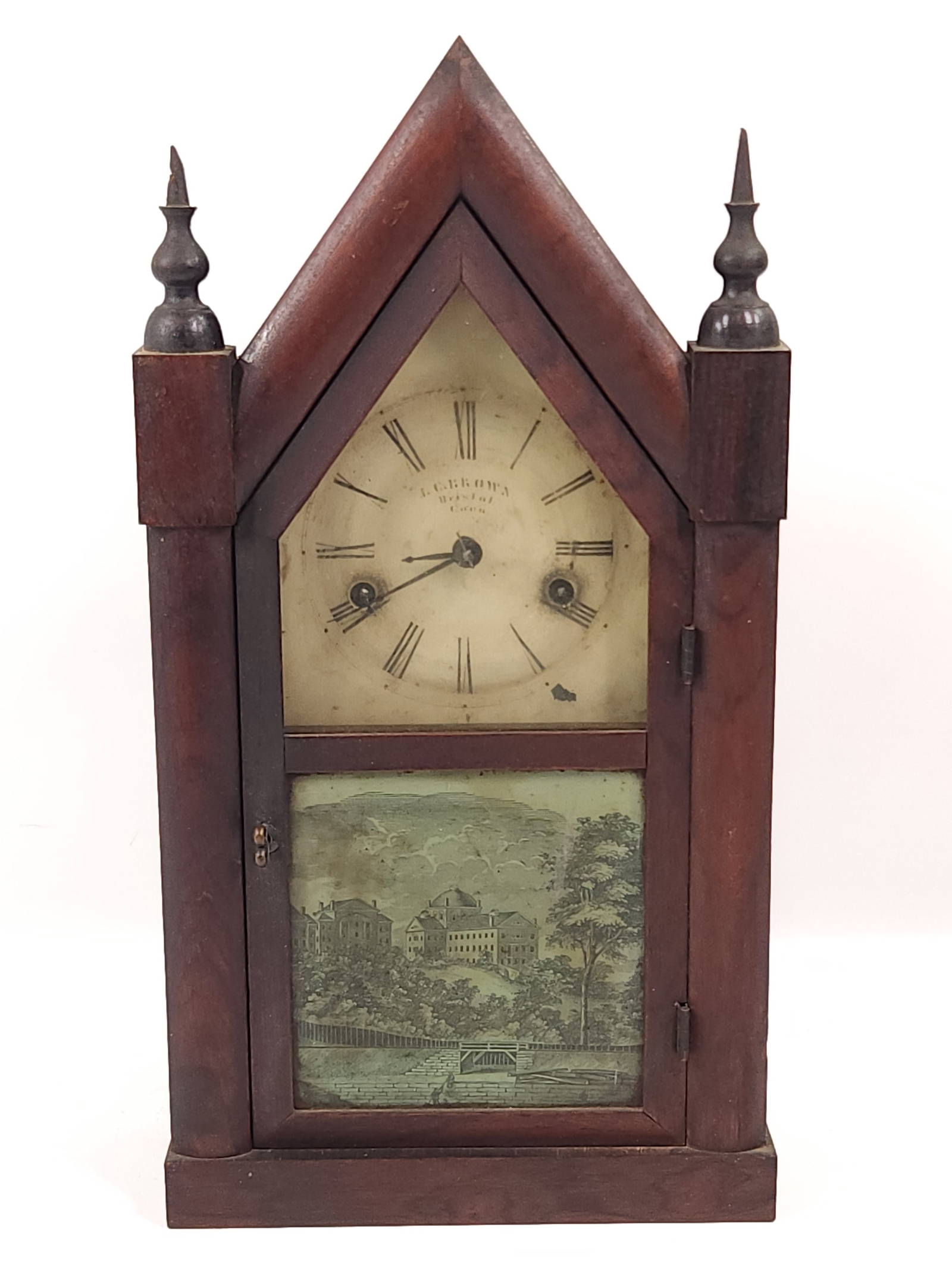 Jc Brown Steeple Wood Shelf Spring Clock Auction
