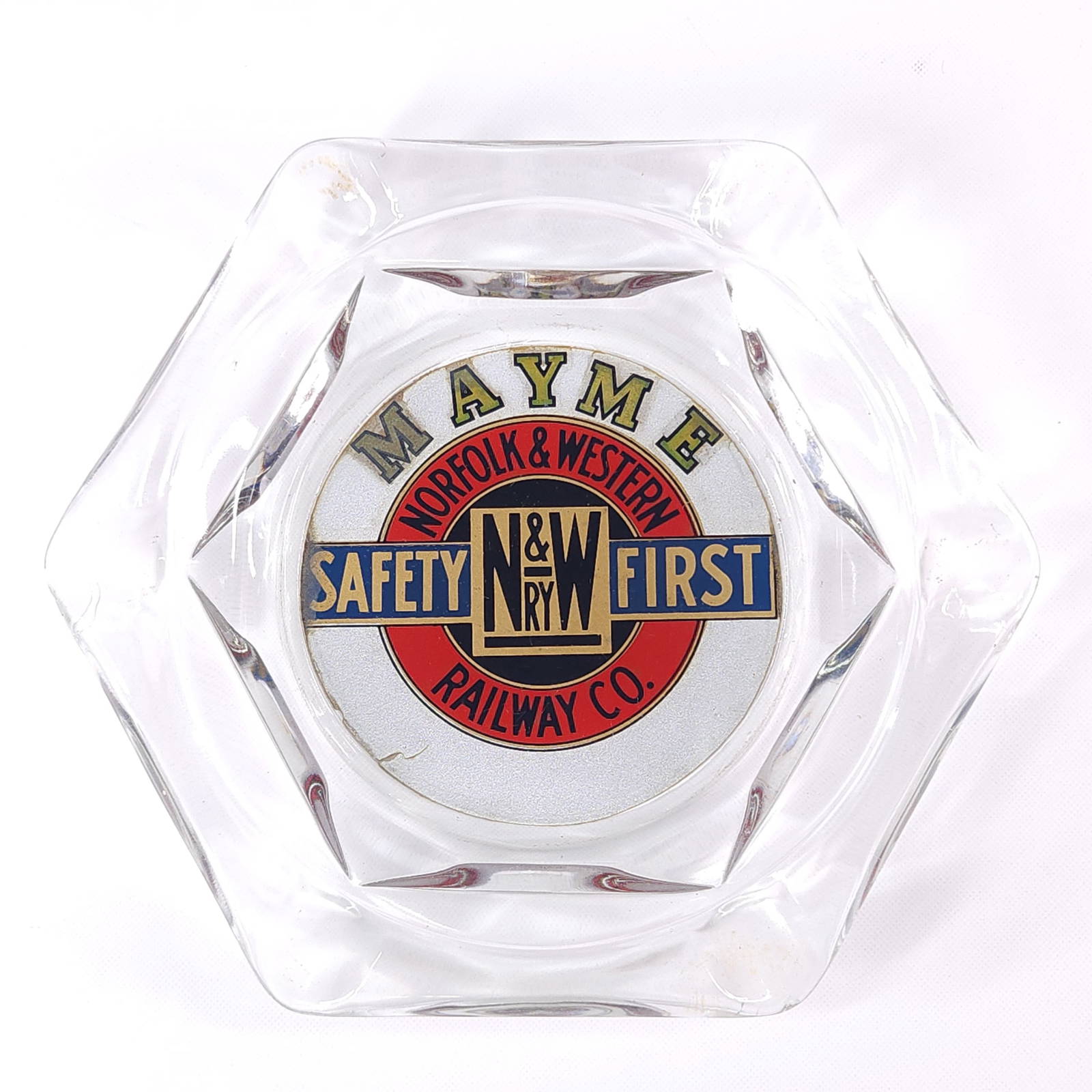 N&w Ry. Mayme Safety First Glass Ashtray - Jul 12, 2025 | Gehman Auctions In Pa