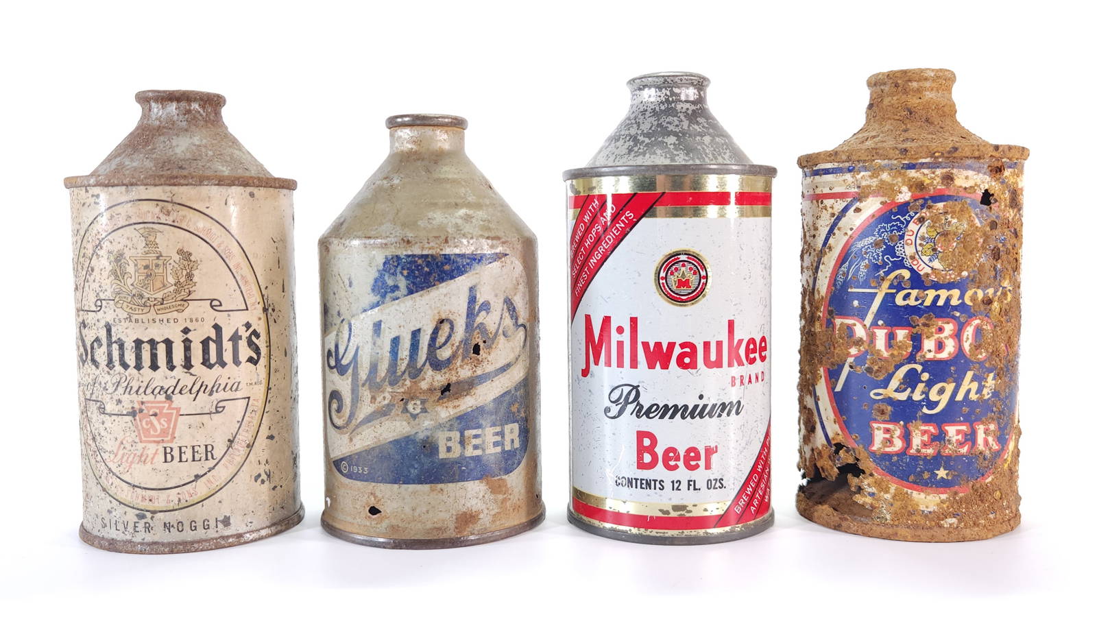 4) Antique Cone Top Beer Cans Auction
