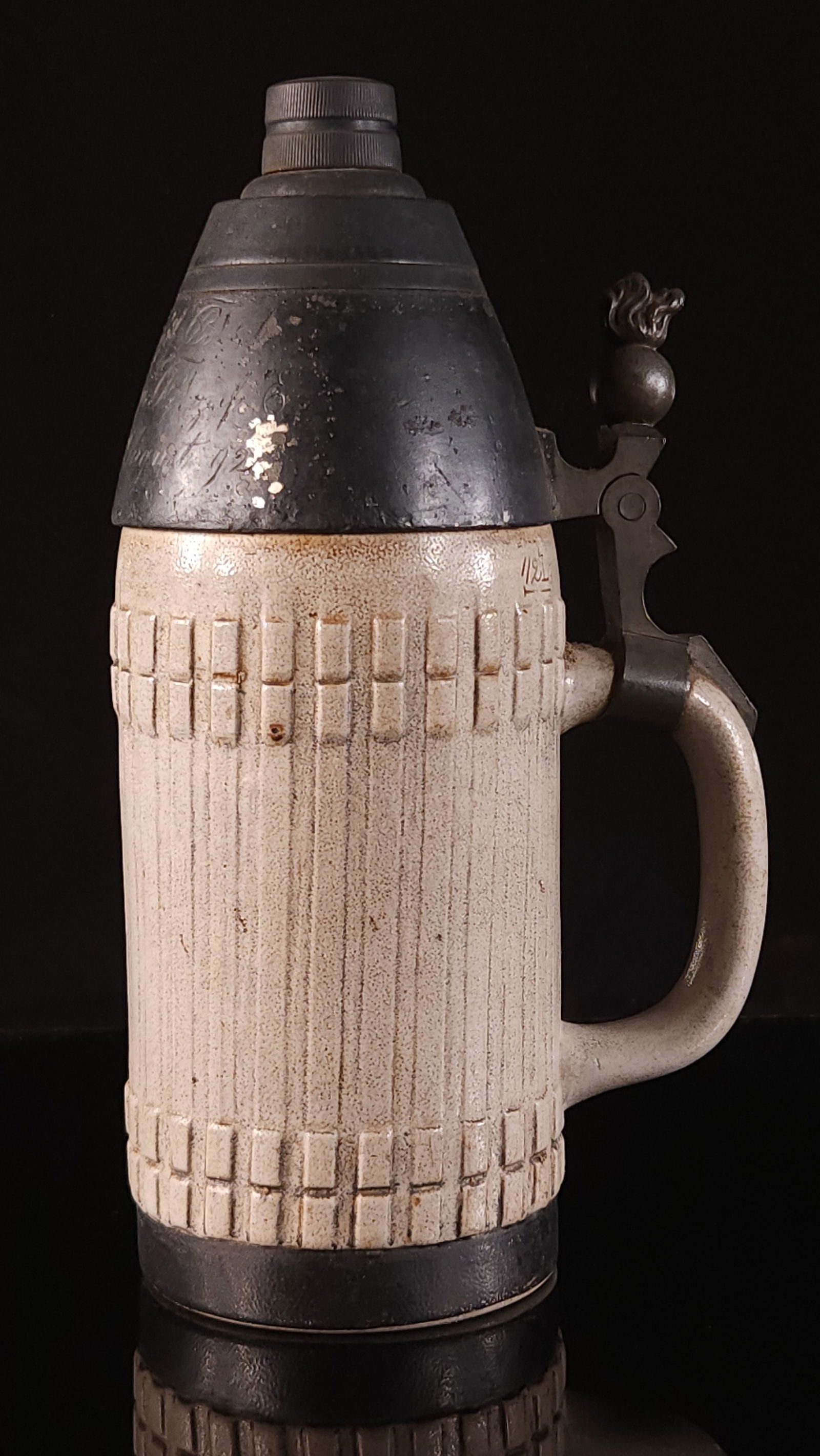 Antique French Military Inscribed German Stein Shell Casing Auction