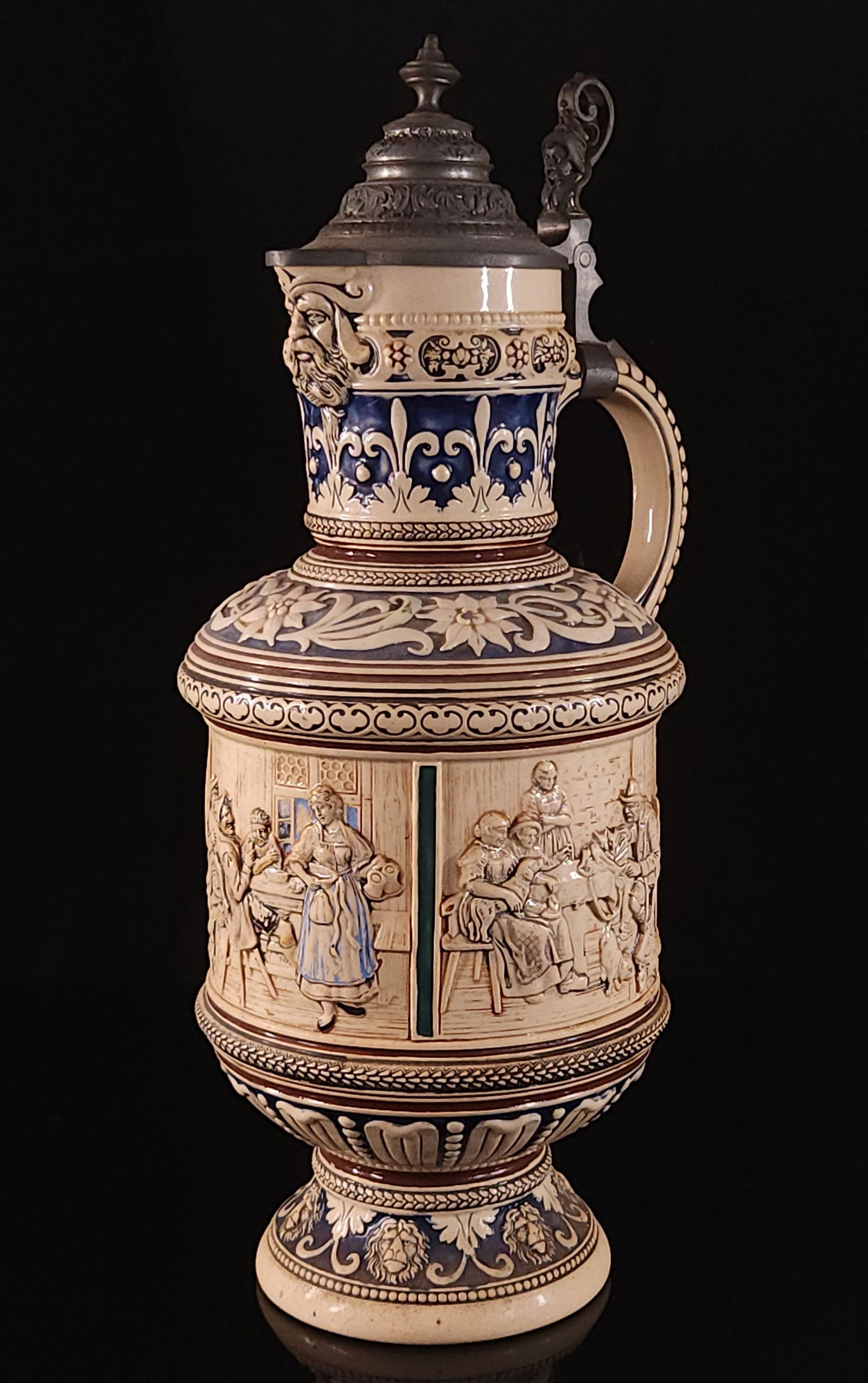 Antique German Story Teller Stein Pitcher Auction