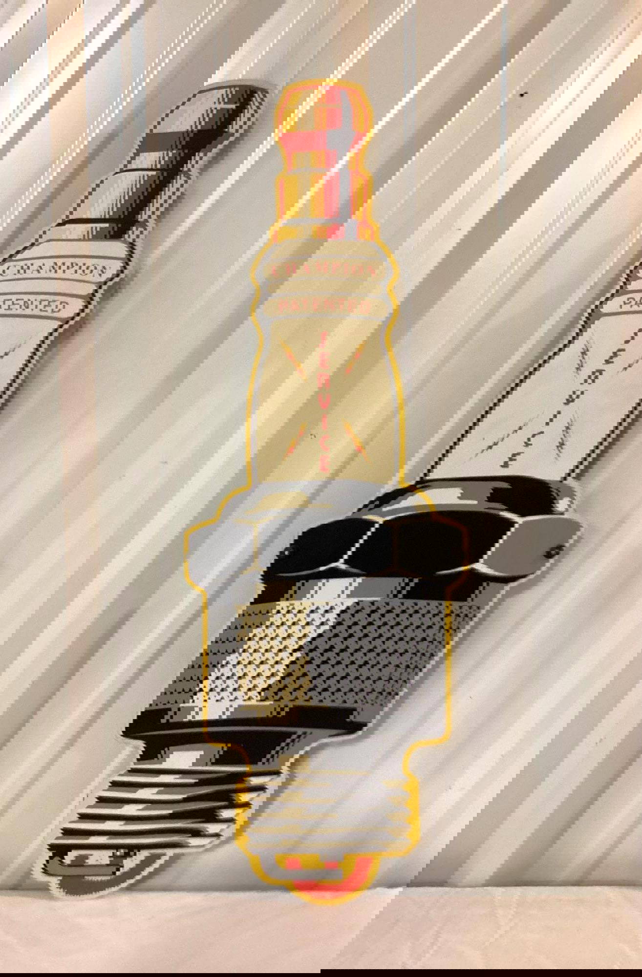 Champion Die-cut Spark Plug Sign Auction