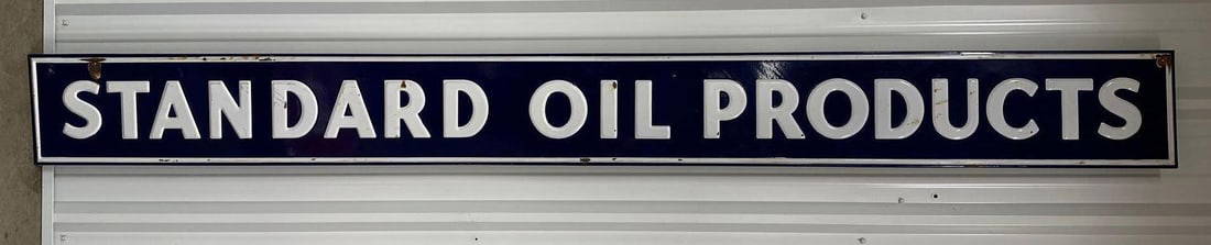 Standard Oil Products Embossed Porcelain Strip Sign Auction