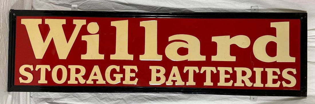 Willard Storage Batteries Embossed Metal Sign Auction