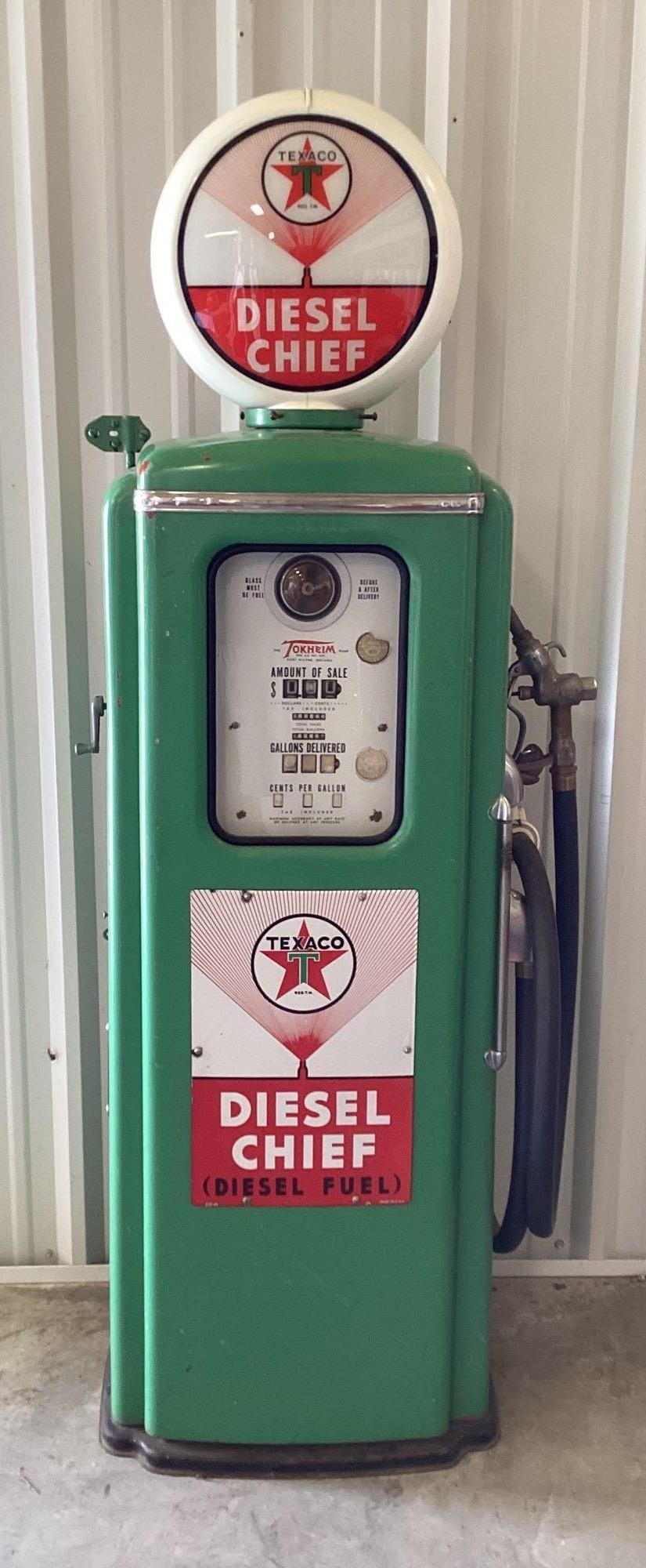 Original Tokheim 39 Gasoline Pump W/ Original Texaco Diesel Pump Signs ...