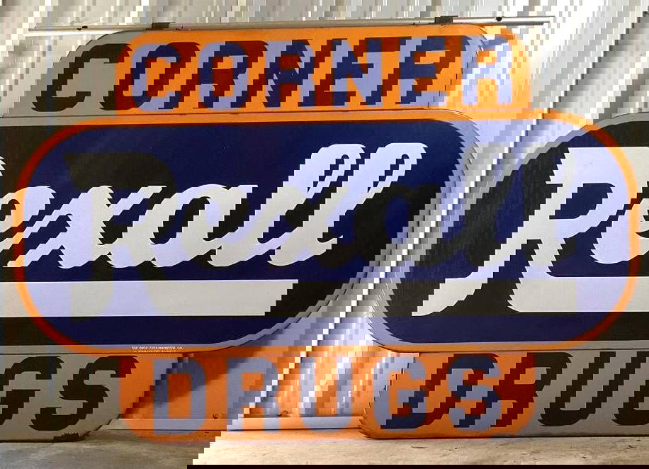 Rexall Corner Drug Store Double Sided Porcelain Sign W/ Original Can ...