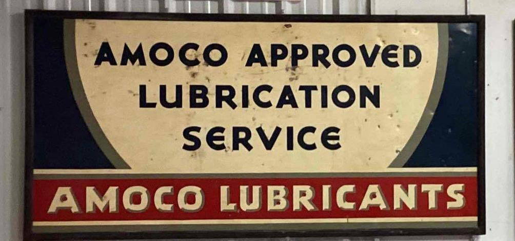 Amoco Approved Lubrication Service Roadside Billboard Sign Auction