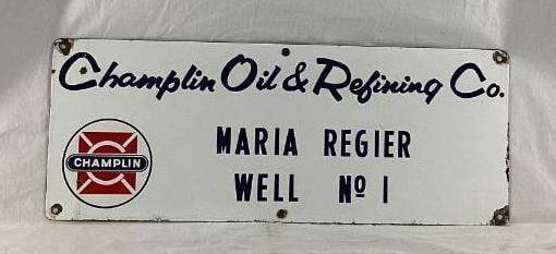Champlin Oil & Refining Porcelain Oilwell Sign