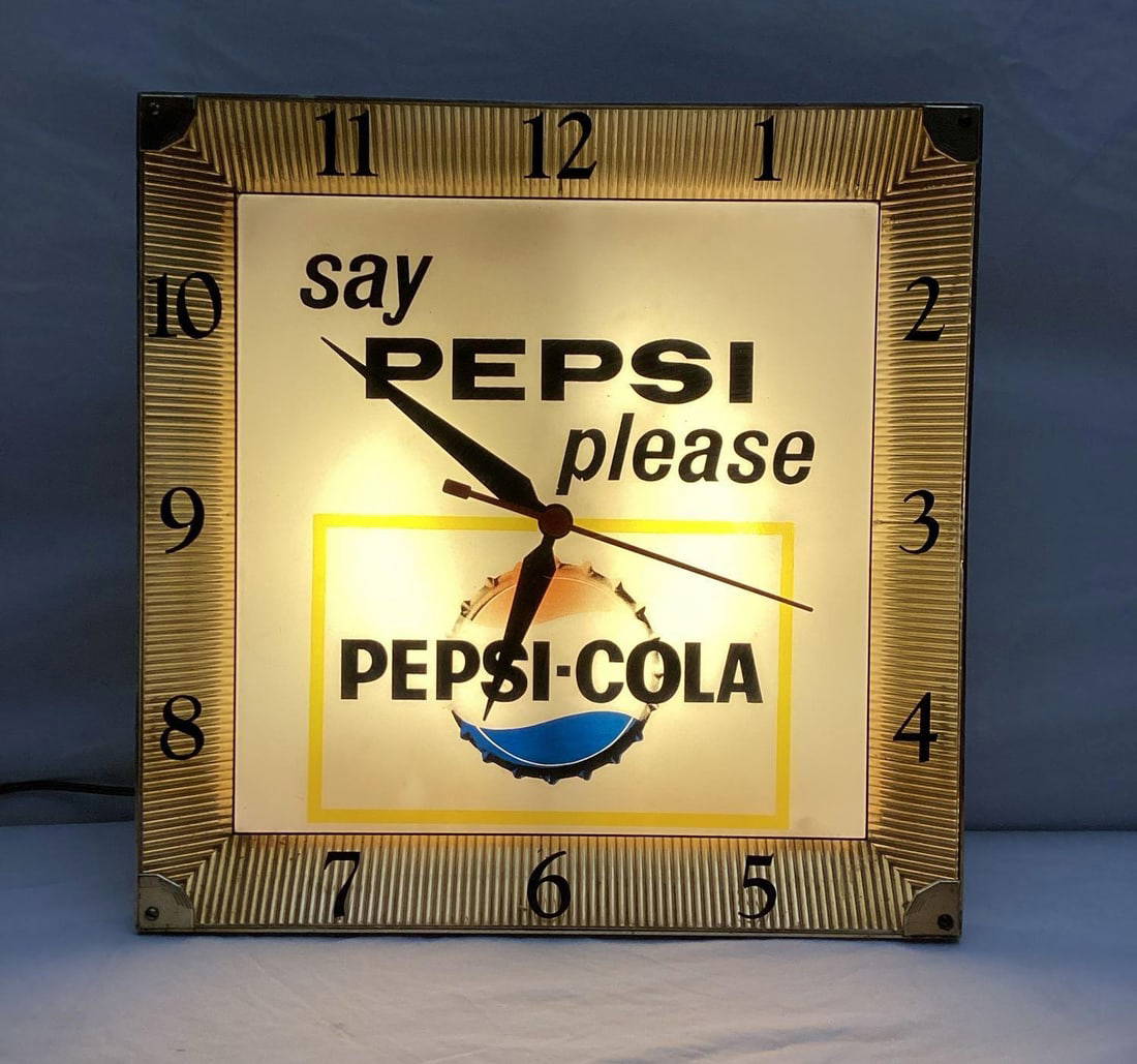 Say Pepsi Please Lighted Clock Auction