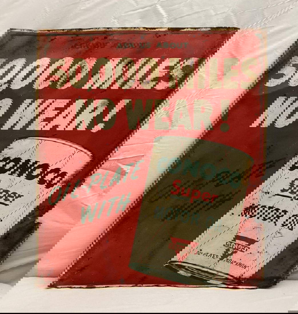Conoco Super Motor Oil Metal Sign Auction