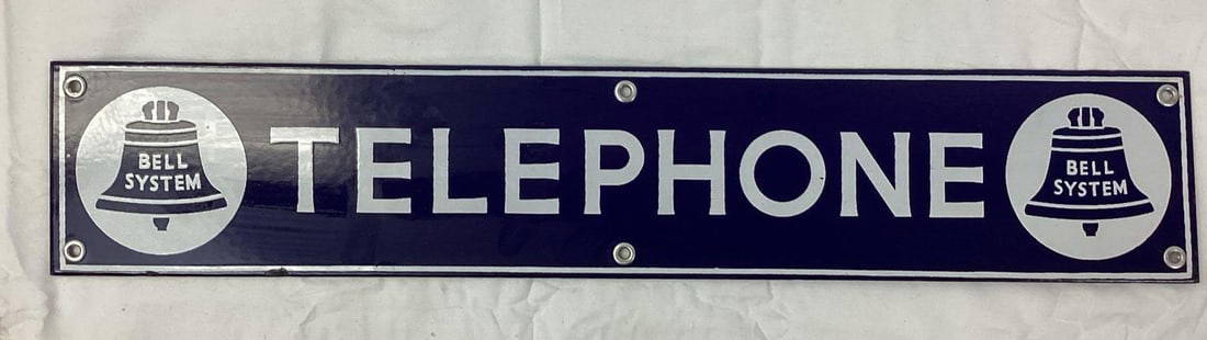 Porcelain Bell Telephone Sign W/ Two Bells Auction