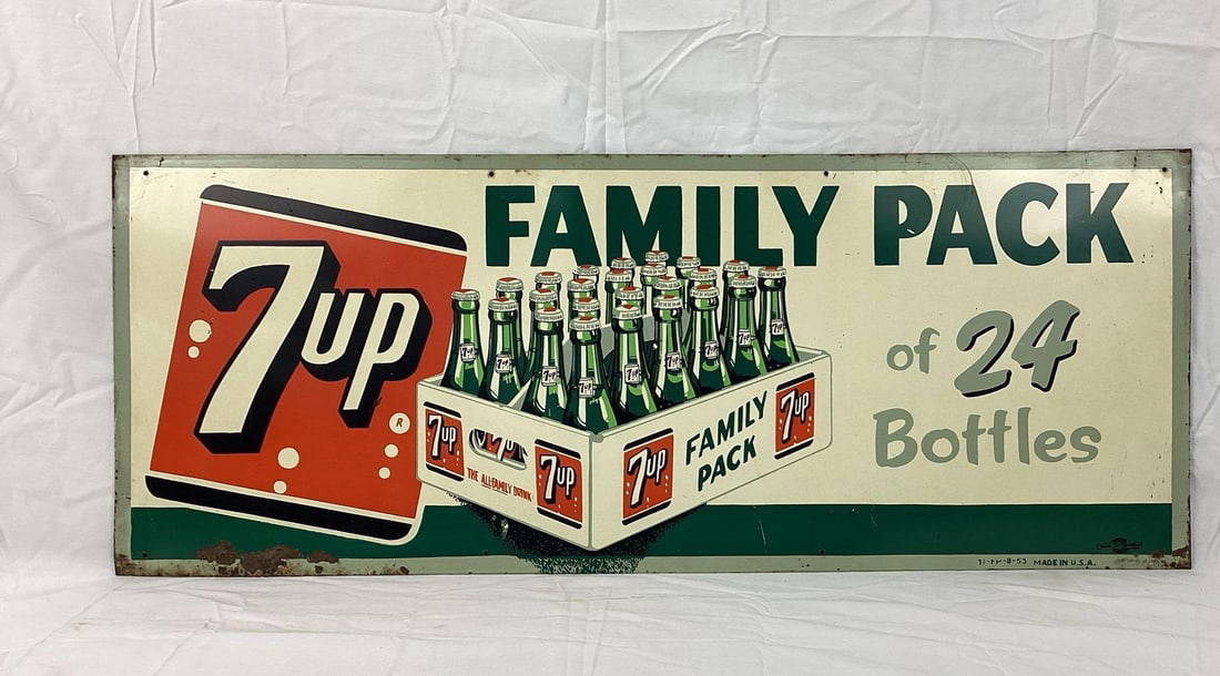 1953 7up Family Pack 24 Bottles Sign Auction