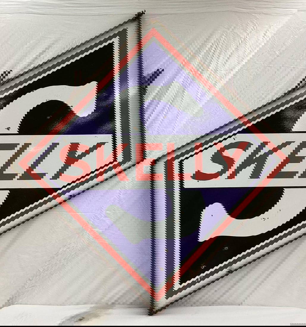 48" Skelly Porcelain Sign W/ Ring Auction