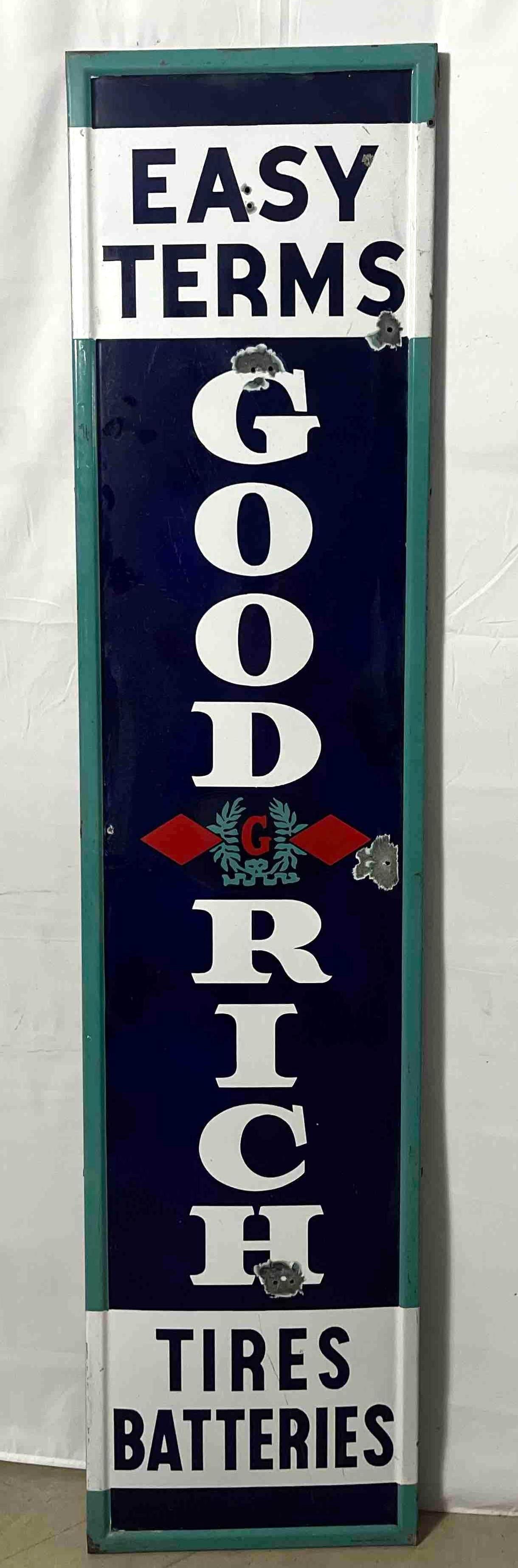 Goodrich Tires & Batteries "easy Terms" Porcelain Sign Auction