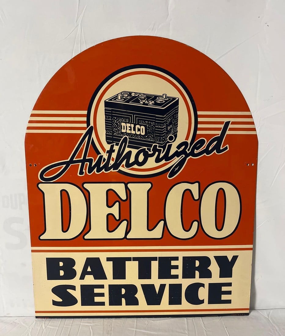 Authorized Ac Delco Service Double Sided Painted Metal Tombstone Sign ...