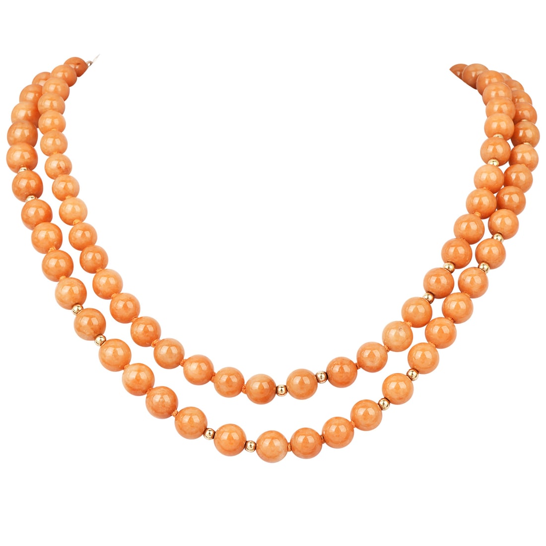 Estate Red Jade Bead Necklace Ming's 14k Yellow Gold, 89.95 Grams Auction
