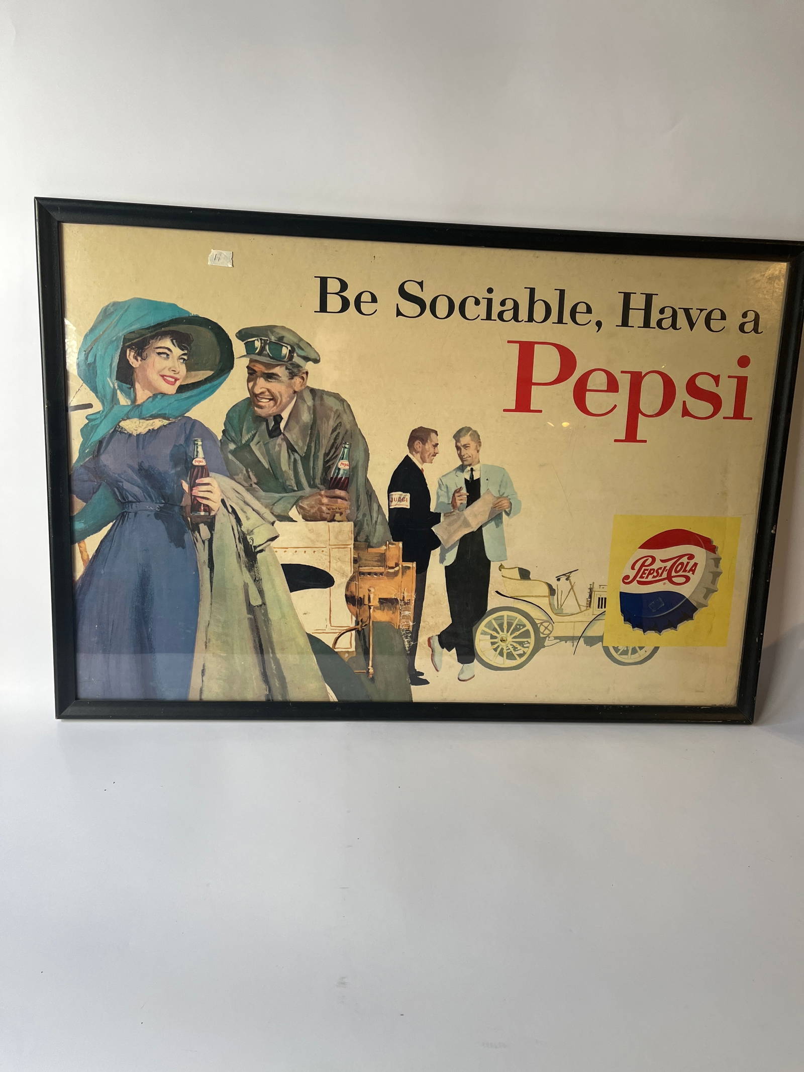 Be Sociable, Have A Pepsi Cardboard Sign. 26" X 37.5". Nicely Framed ...
