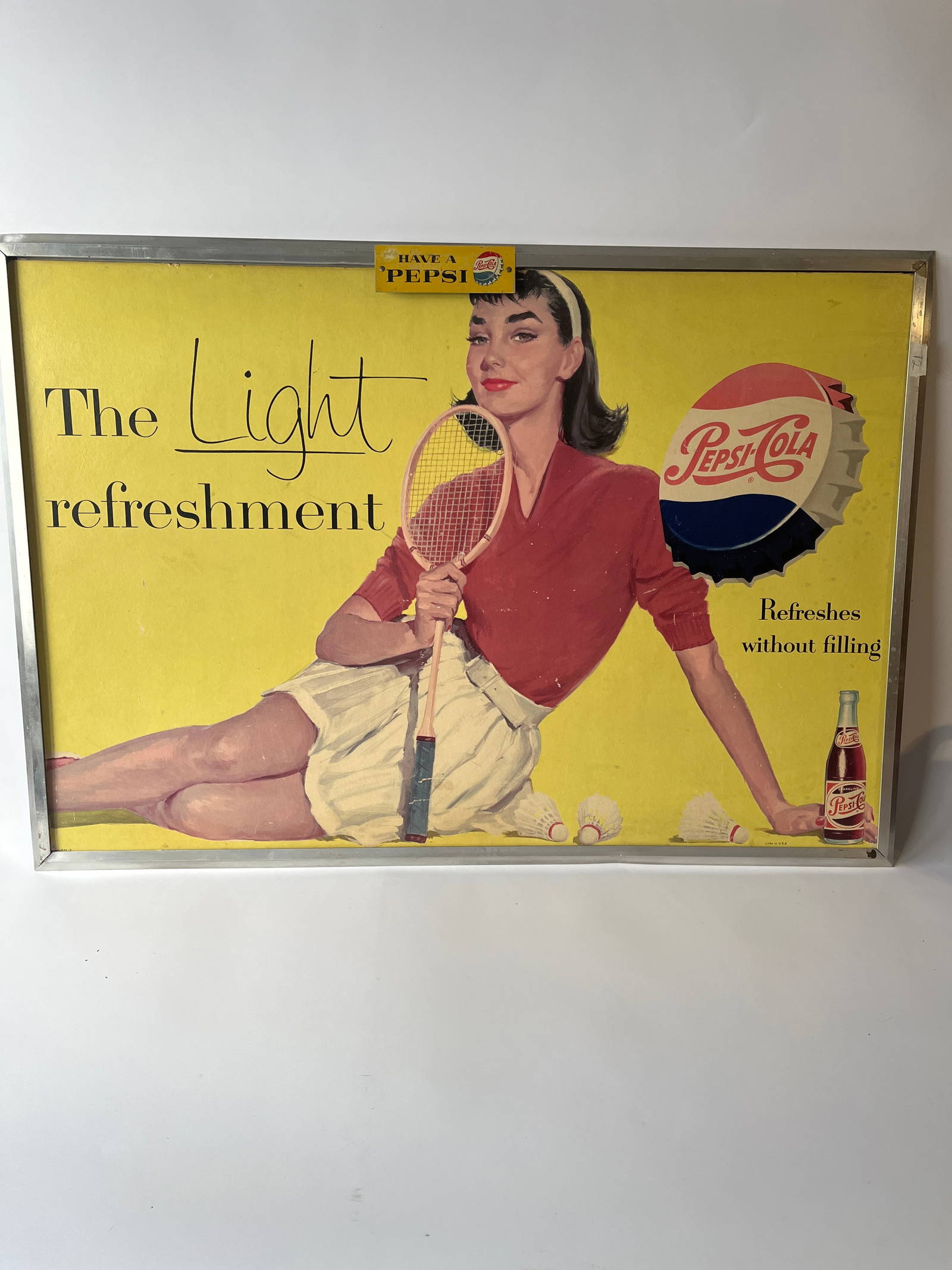 Pepsi The Light Refreshment Double Sided Cardboard Sign In Aluminum ...
