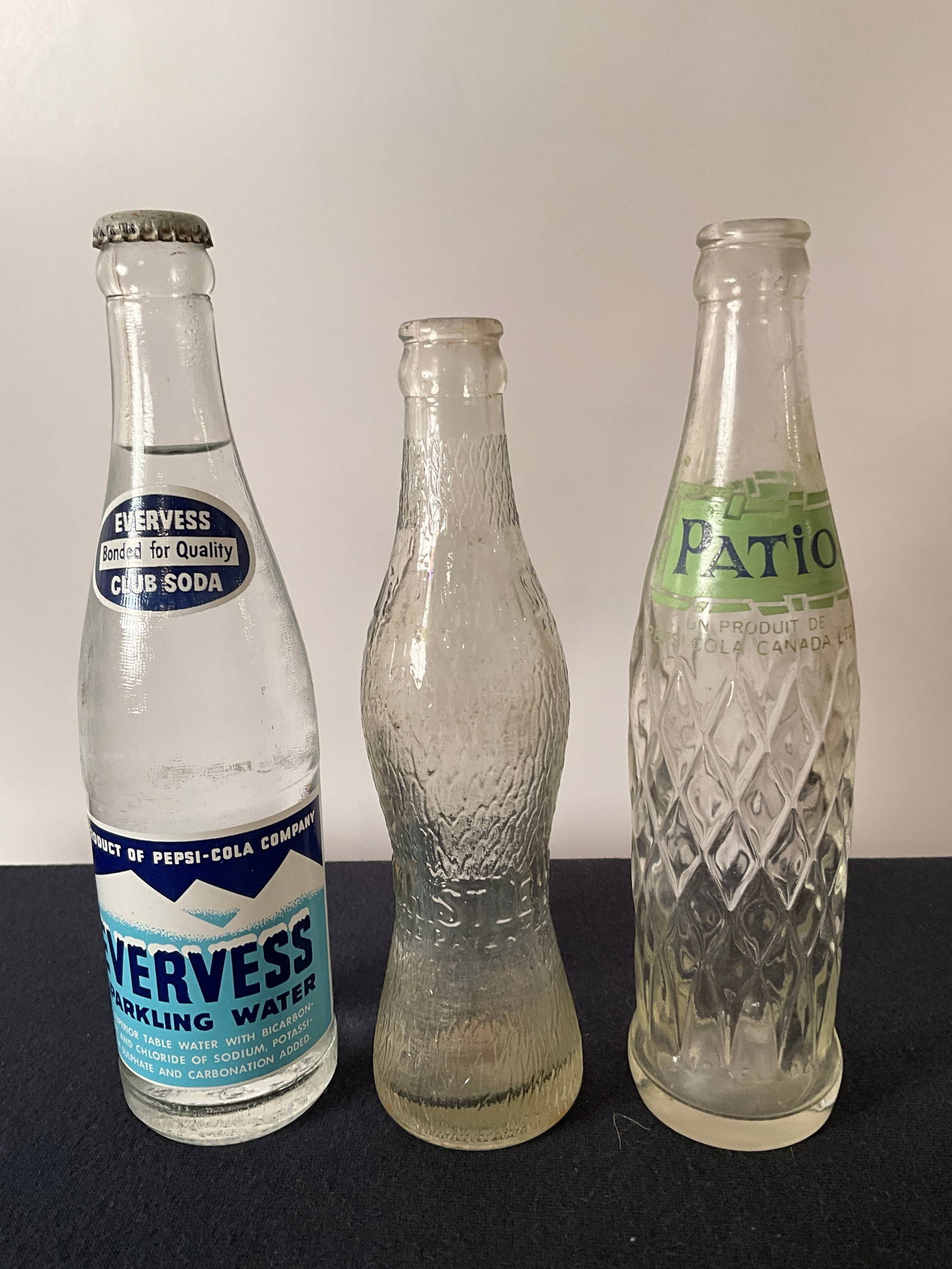 Lot Of 3 Acl Pop Bottles, Evervess By Pepsi, Patio By Canada Pepsi, And ...