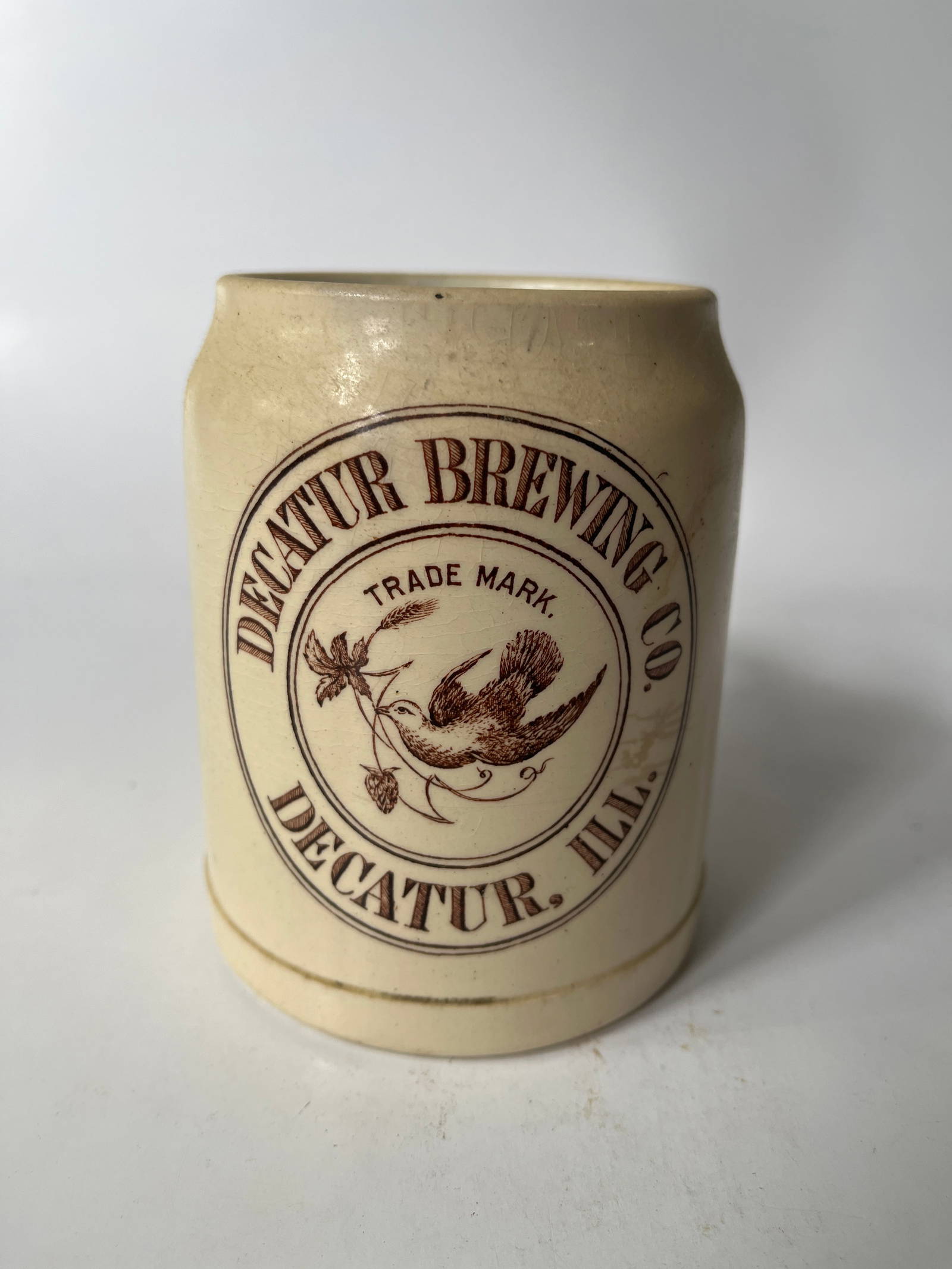 Decatur Brewing Co. Decatur, Ill. Pottery Beer Mug #1 Auction