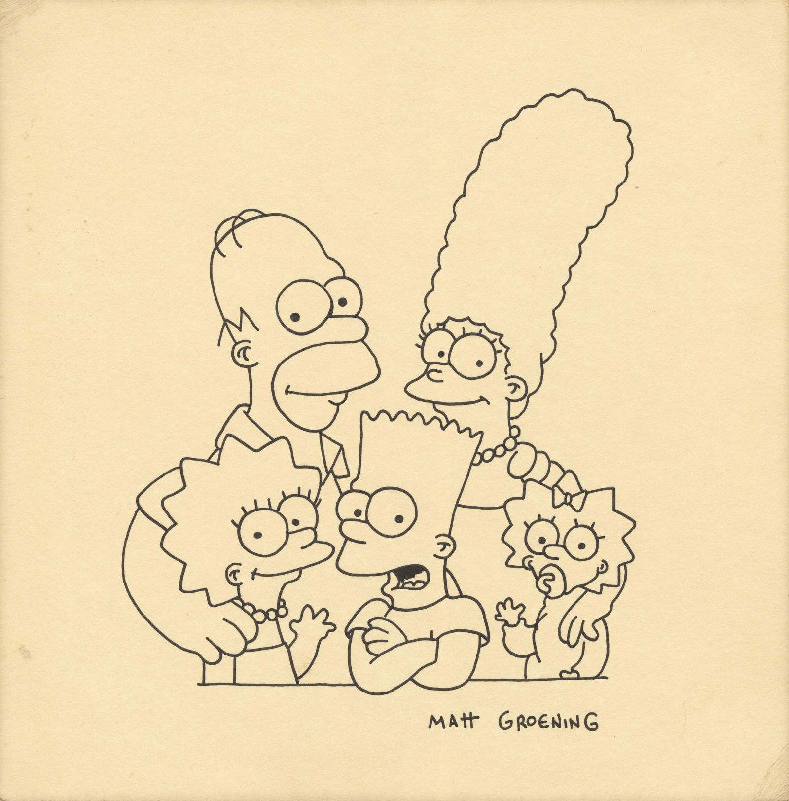 Matt Groening The Simpsons Original Marker Drawing