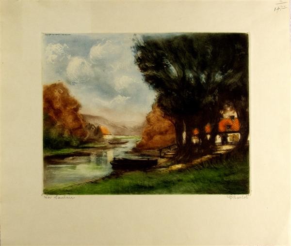 394: LOUIS CHARLOT (French) Etching with color aquatint