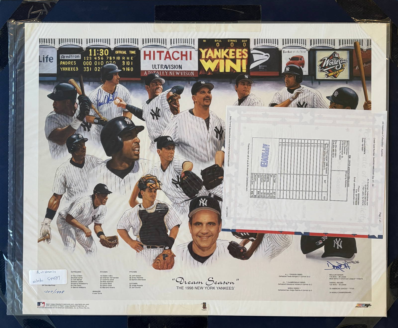 1998 New York Yankees - Dream Season, Autographed Lithograph Auction