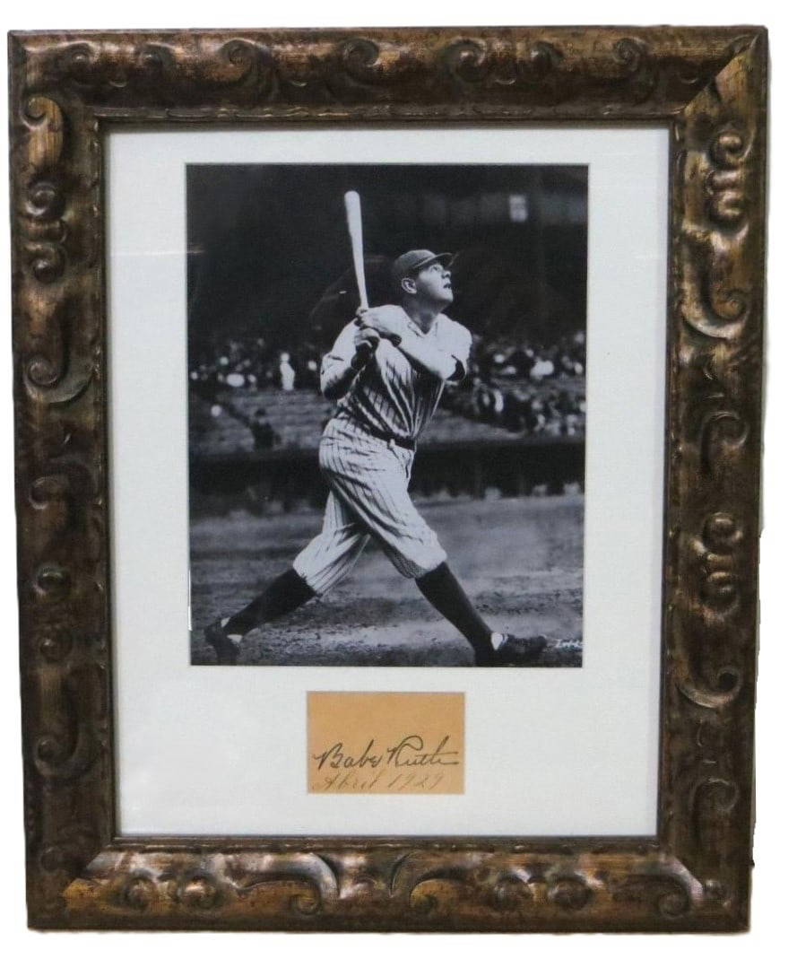 Babe Ruth - Cut Signature, Framed Display W/ Coa Auction