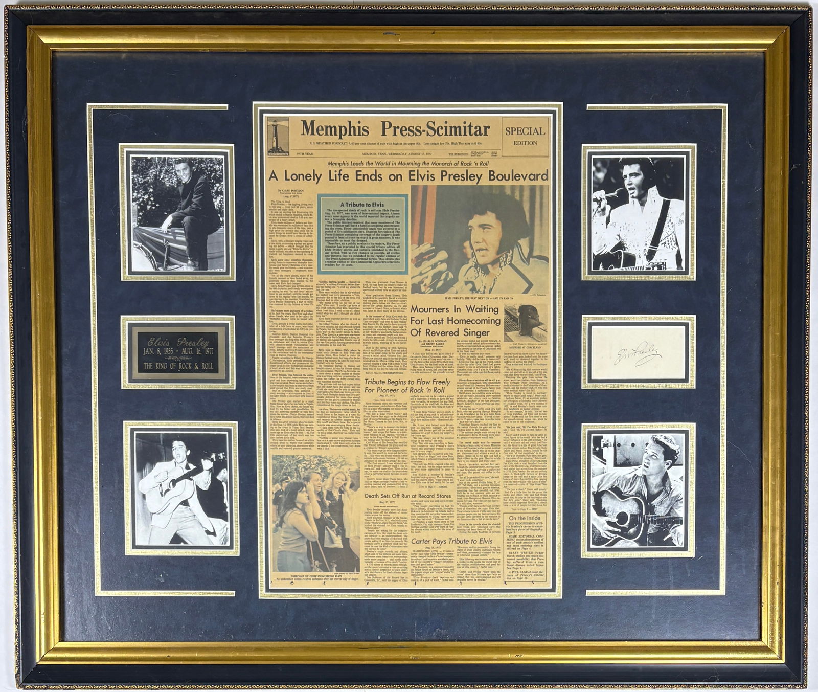 Elvis Presley Hand-signed Autograph With Framed Display & Letter Of ...