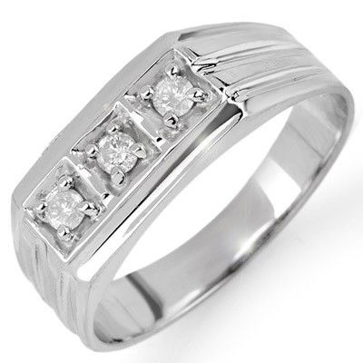 Three Stone 0.20ctw Aca Certified Diamond Men's Ring