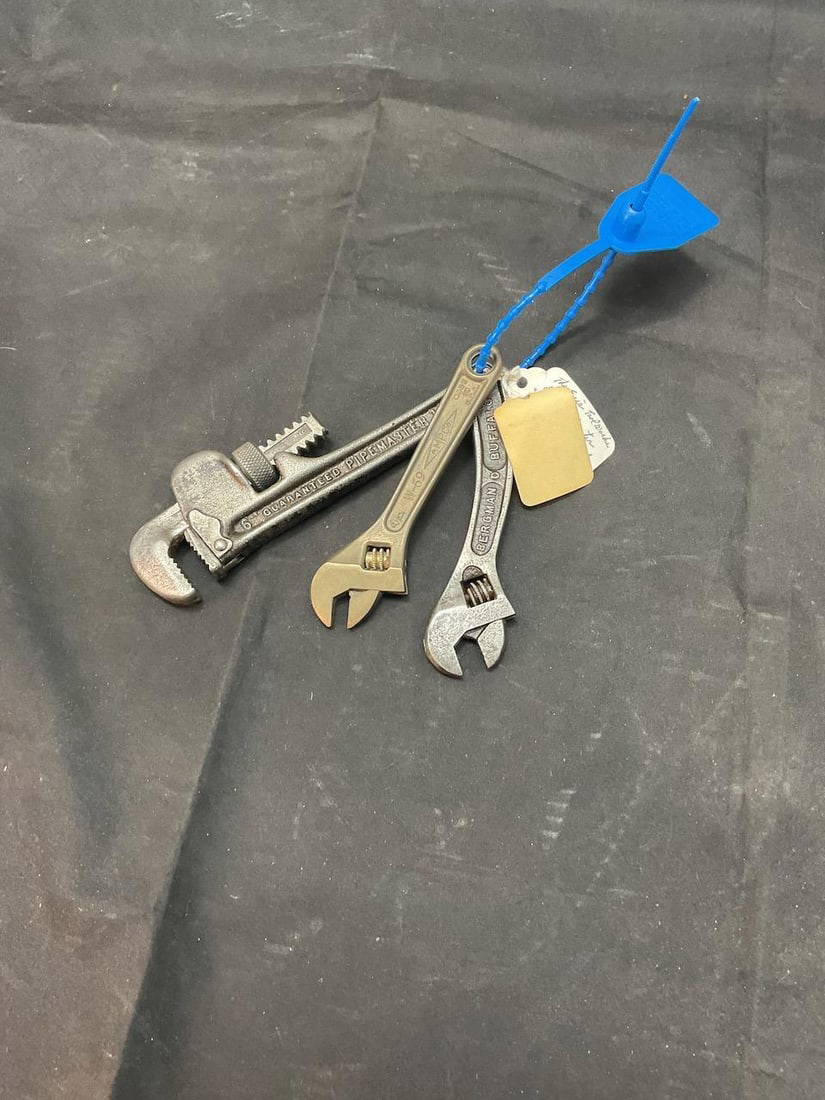 3 Miniature Wrenches 4" Brass Crescent 4" Queen City 6" Erie Pipe ...