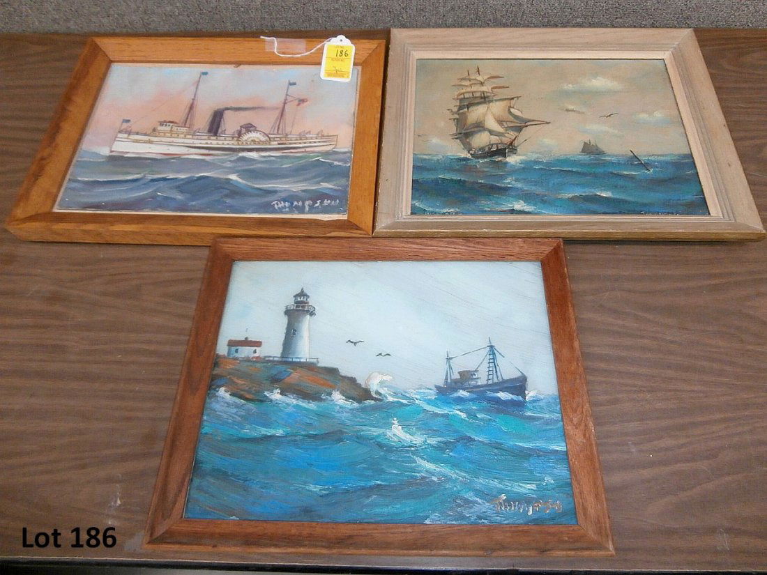 Ellery Thompson 3 Paintings Of Boats