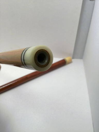 Vintage Huebler Pool Cue With Leather Carrying Case Hardwood Shaft