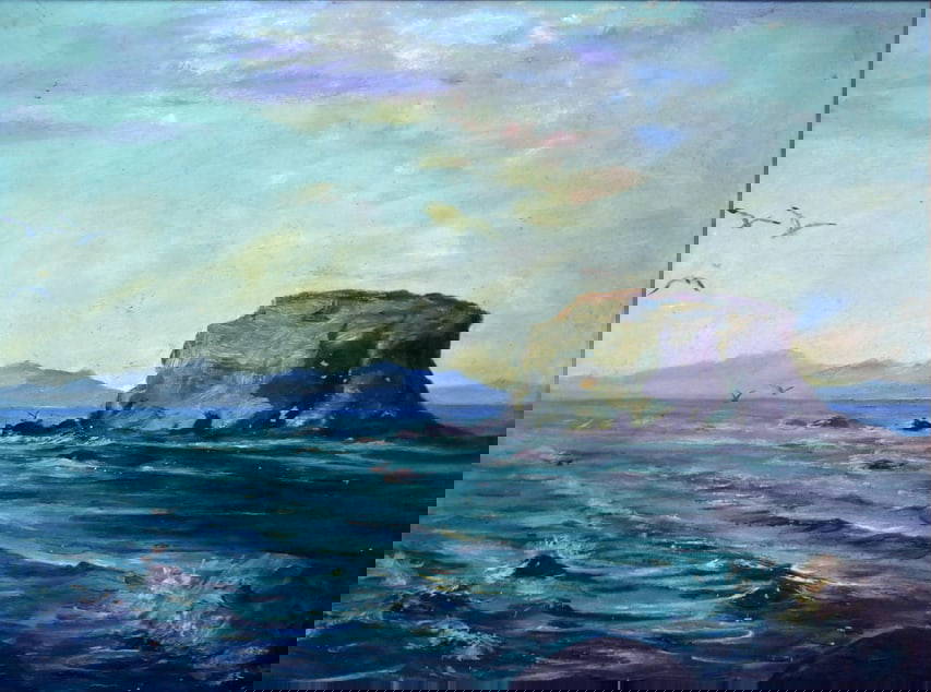 Utah Art - Lewis A. Ramsey - Black Rock, Great Salt Lake, Oil On Board ...