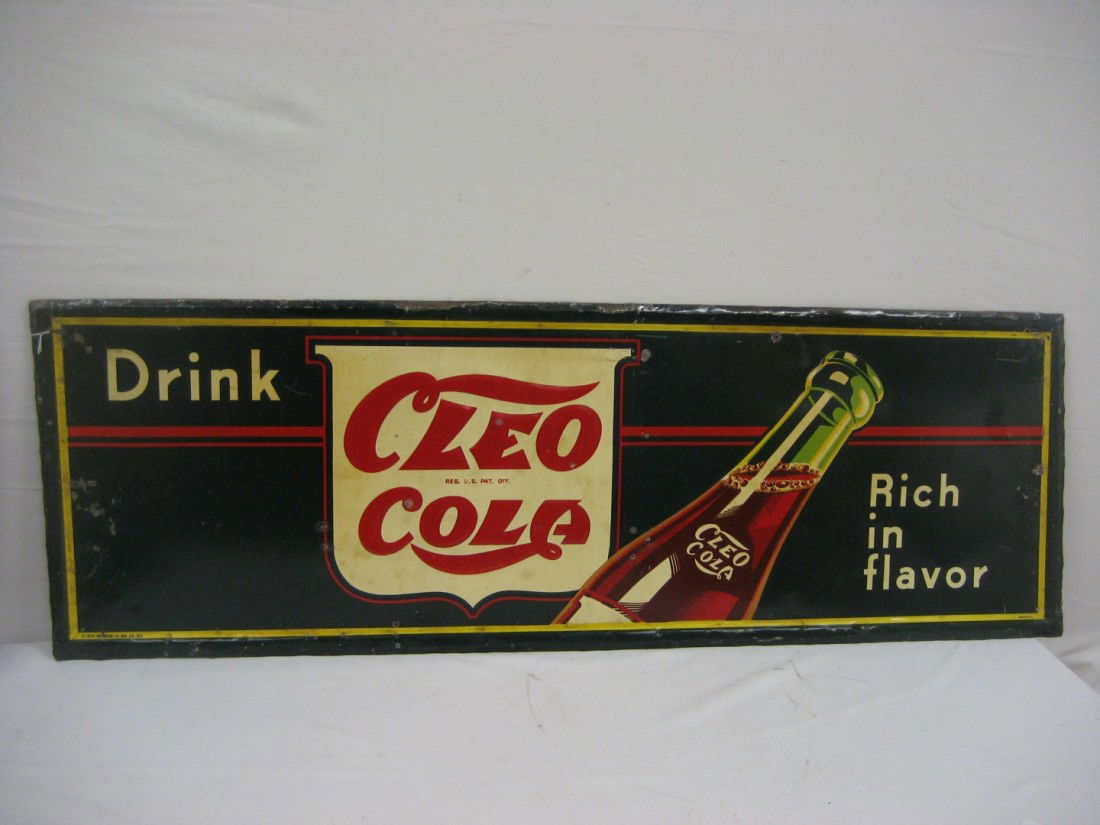 93: Drink Cleo Cola tin sign, Vess Beverage Co. 1941 C5
