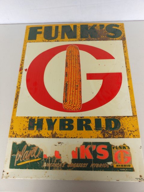 Funks Hybrid Corn metal sign, 27 1/2" X 19 1/2"