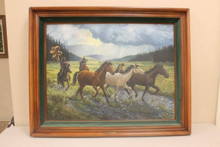 Jerry Riness Oil On Canvas Painting Titled "the Horse