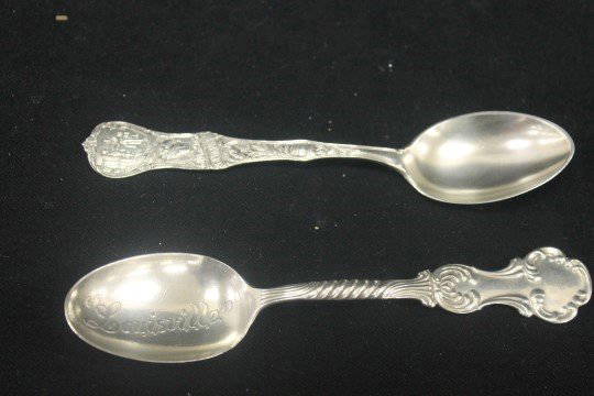 (2) Sterling Silver Souvenir Spoons: Kentucky With