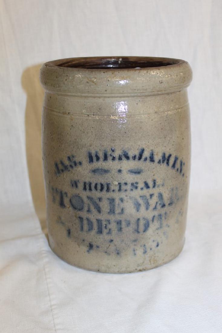 Jas. Benjamin Wholesale Stoneware Depot 1 Gallon Jar