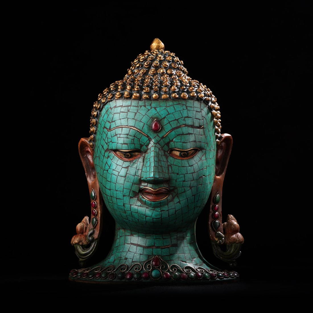 A Gem-encrusted Tibetan Buddhist Craft Painting Of The Head Of ...