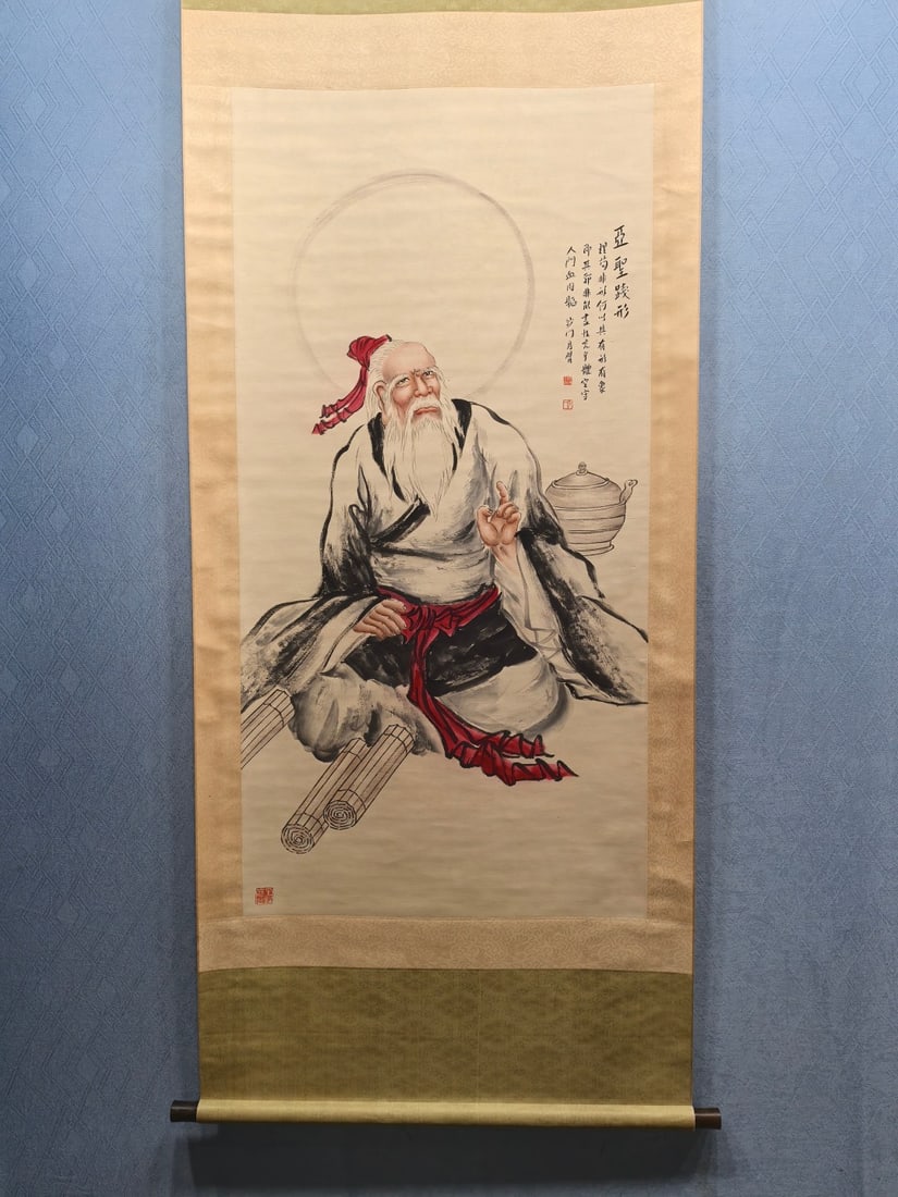 A Chinese Vertical Scroll Ink Painting Of Character And Story On Paper ...