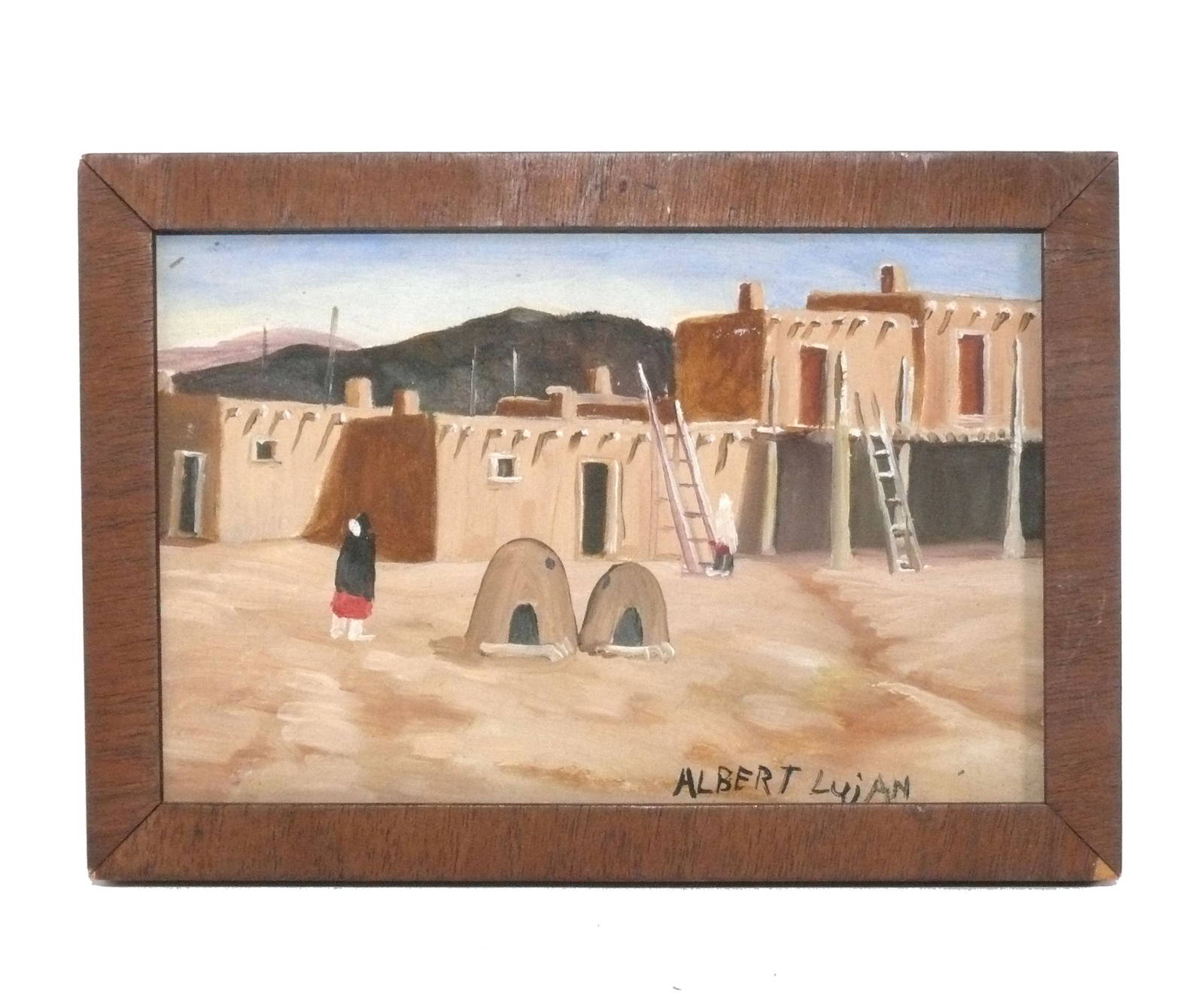 Pueblo Painting By Albert Lujan Taos Native American Estate Of Fritz ...