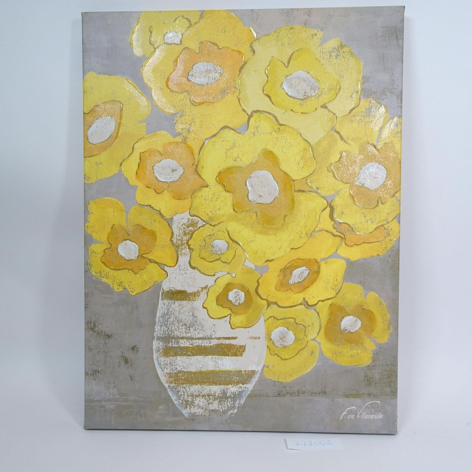 Yellow Floral Still Life Painting On Canvas Auction