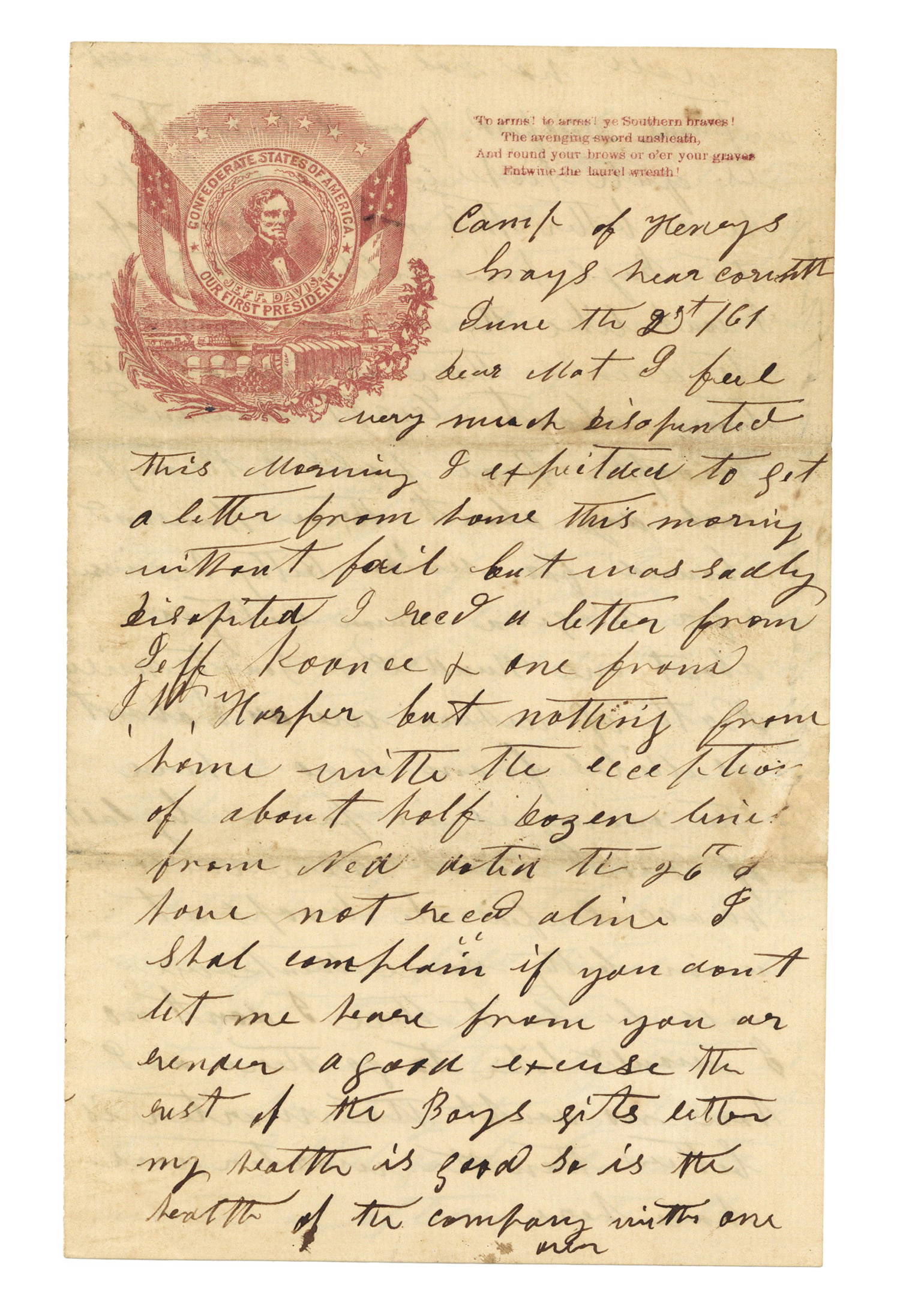 6th Alabama Cavalry Confederate Officer Letter With Content Auction