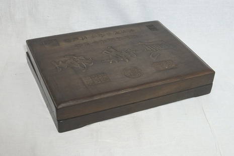 Chinese Wood Lacquered Ink Stone Box